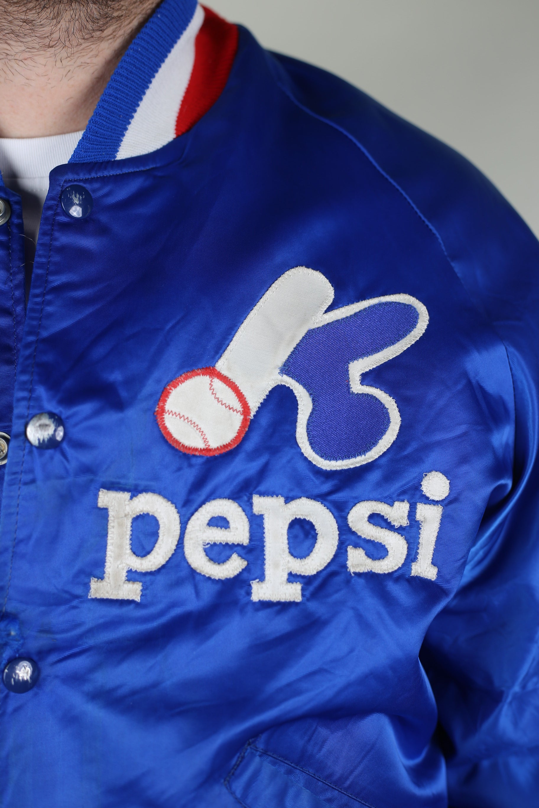 VINTAGE PEPSI NYLON JACKET MADE IN USA - L - – bunkerdepot